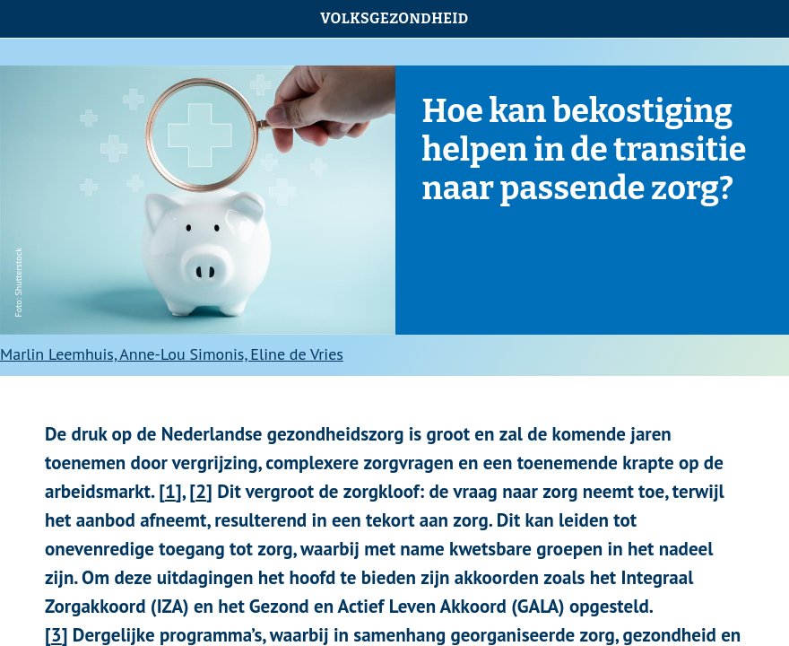 Hoe kan bekostiging helpen in de transitie naar passende zorg ...